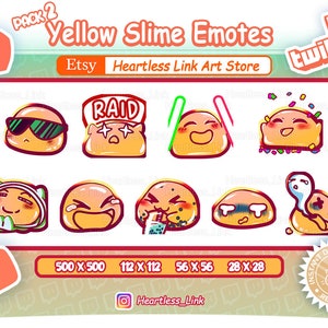 Yellow Slime Pack-2 // Twitch // Streamer // Emotes // Discord - Etsy
