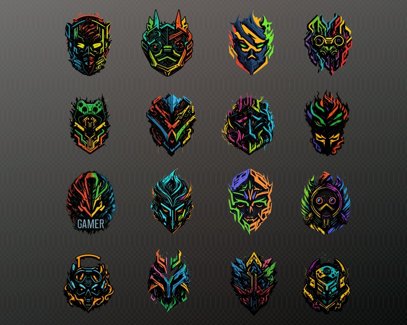 Cyber Gamer Bundle 15 High Resolution PNG Graphics Gaming Art ...