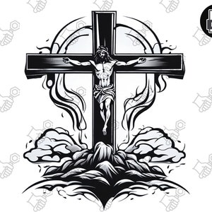 Pious Jesus Cross PNG Sublimation Designs Graphics - Etsy