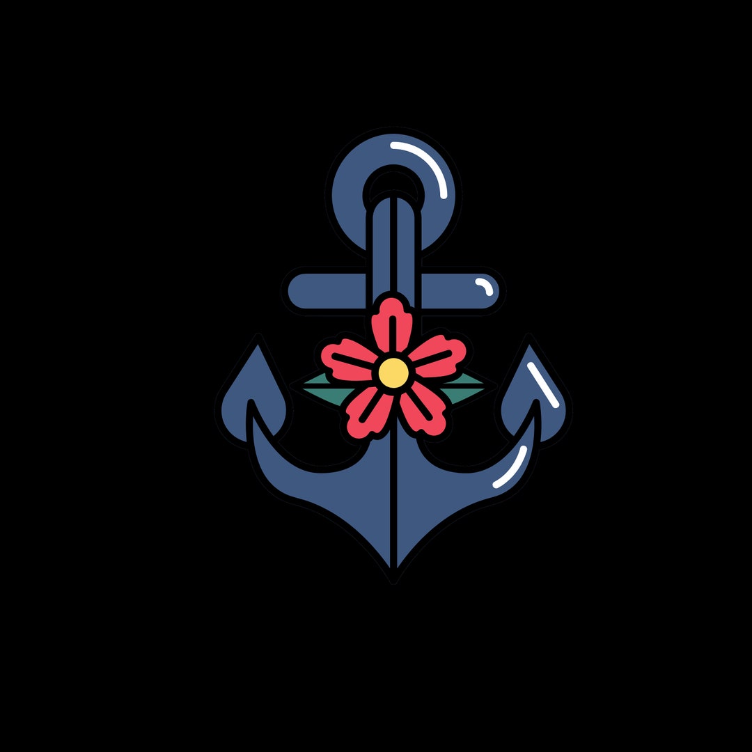 ANCHOR FLOWER PNG Boho Anchor With Floral Elements Digital - Etsy