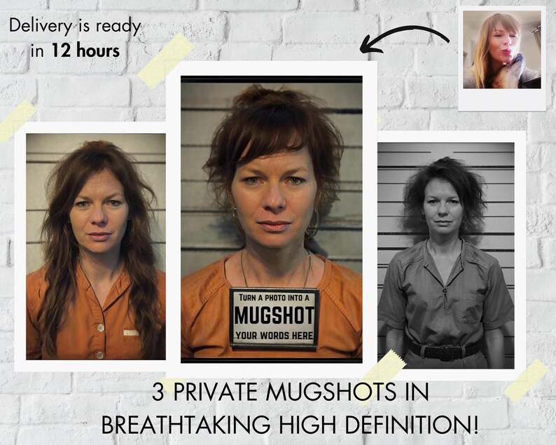 Mugshot Photo Digital | Personalized Mugshot With Custom Text | Funny ...