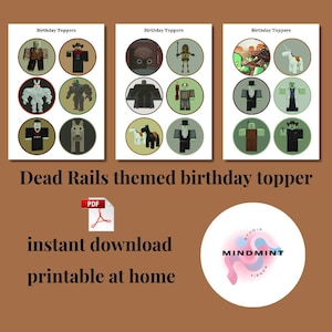 Train-Style Birthday Toppers | Printable Dead Rails Decorations for ...