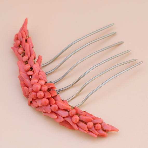 Antique 19th Century Mediterranean Coral Hair Comb – … - Gem