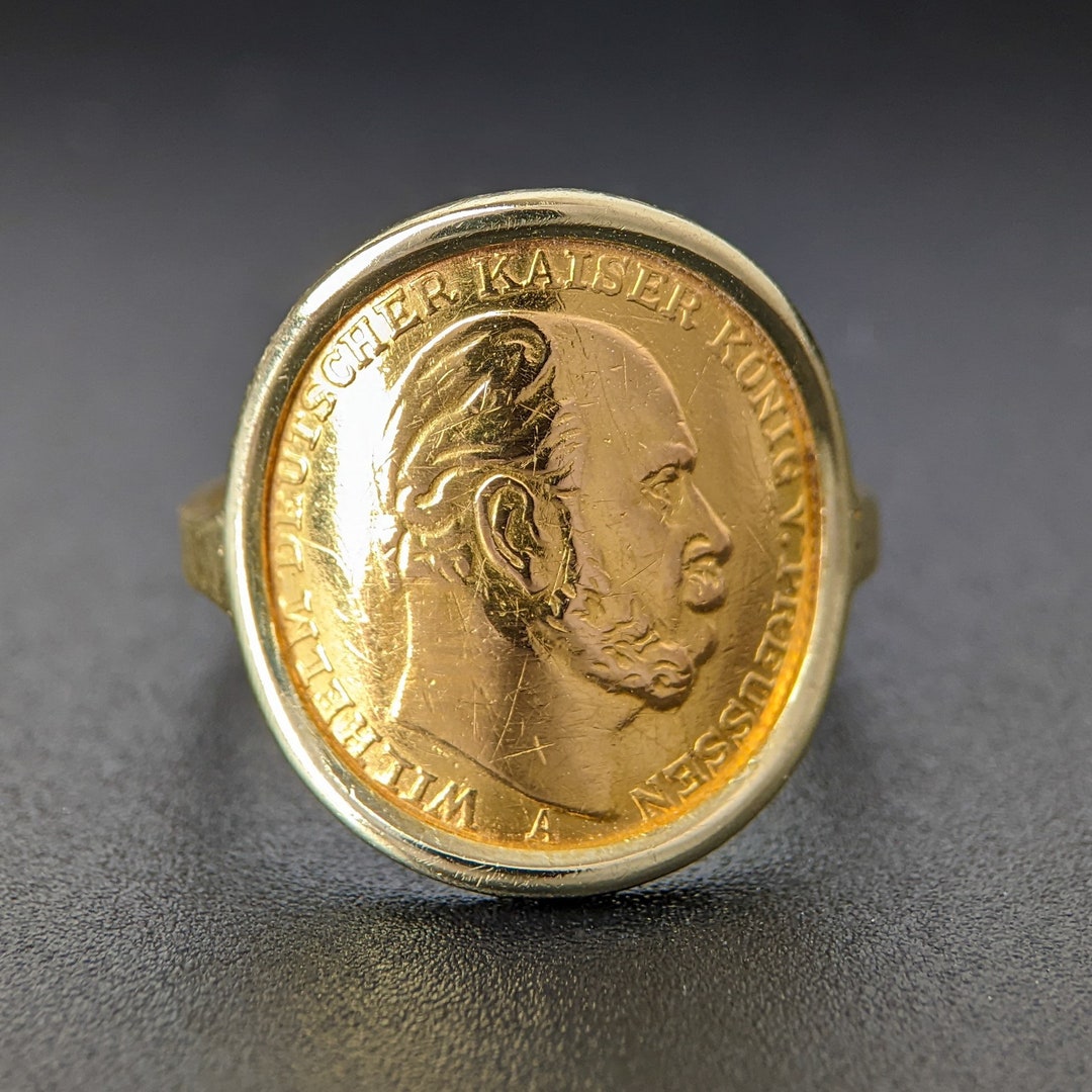 Gold Ring With 5 Mark Gold Coin of the German Empire "1887", Vintage ...