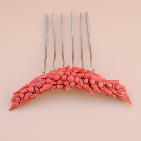 Antique 19th Century Mediterranean Coral Hair Comb – … - Gem