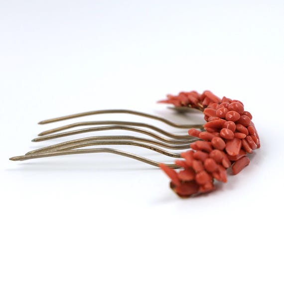 Antique 19th Century Mediterranean Coral Hair Comb – … - Gem