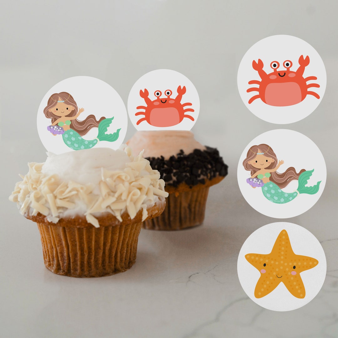 Under the Sea Mermaid Edible Cupcake Toppers-50 Count 3-pack Underwater ...