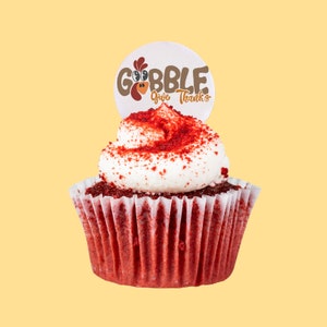 Gobble Give Thanks Thanksgiving Decor Edible Cupcake Toppers- 50 Count ...