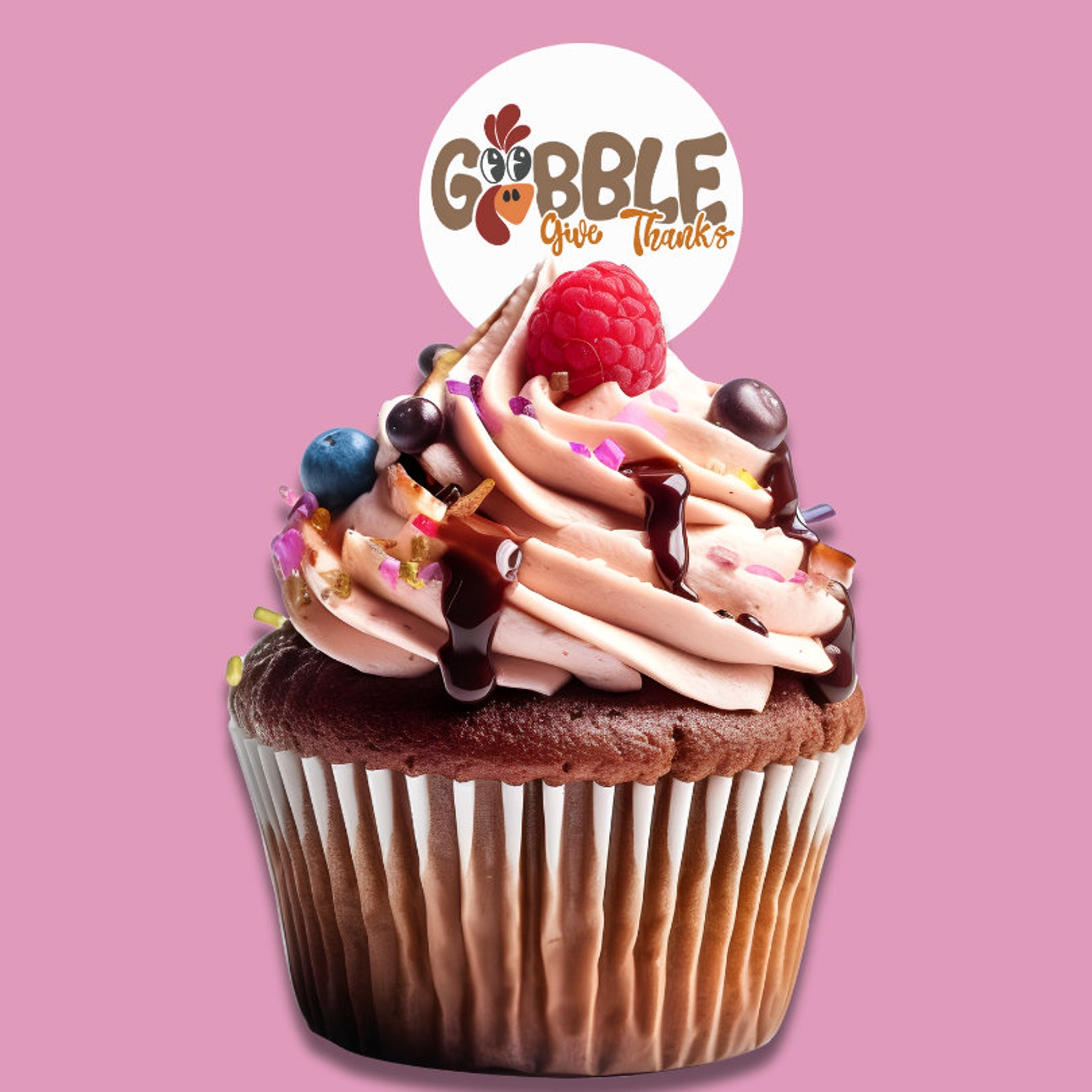 Gobble Give Thanks Thanksgiving Decor Edible Cupcake Toppers- 50 Count ...