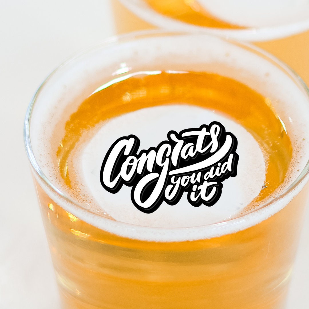 50 Graduation Cocktail Toppers - Congrats, You Did It! Edible Cocktail ...