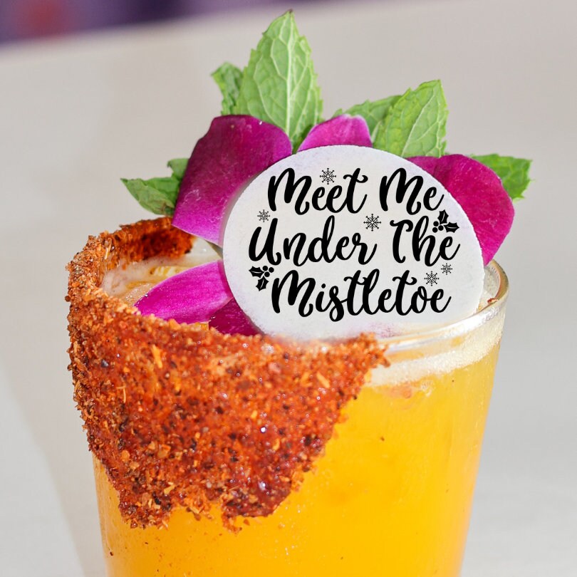 Meet Me Under the Mistletoe Holiday Edible Cocktail Toppers-50 Count ...