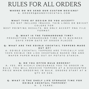 Custom Design Personalized Customizable Edible Cocktail Toppers-50 Count Any Occasion Custom ...