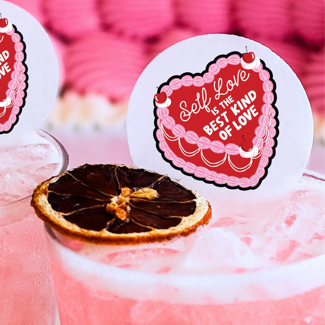 Self-love- Valentine's Day Edible Cocktail Toppers - 50 Count Valentine ...