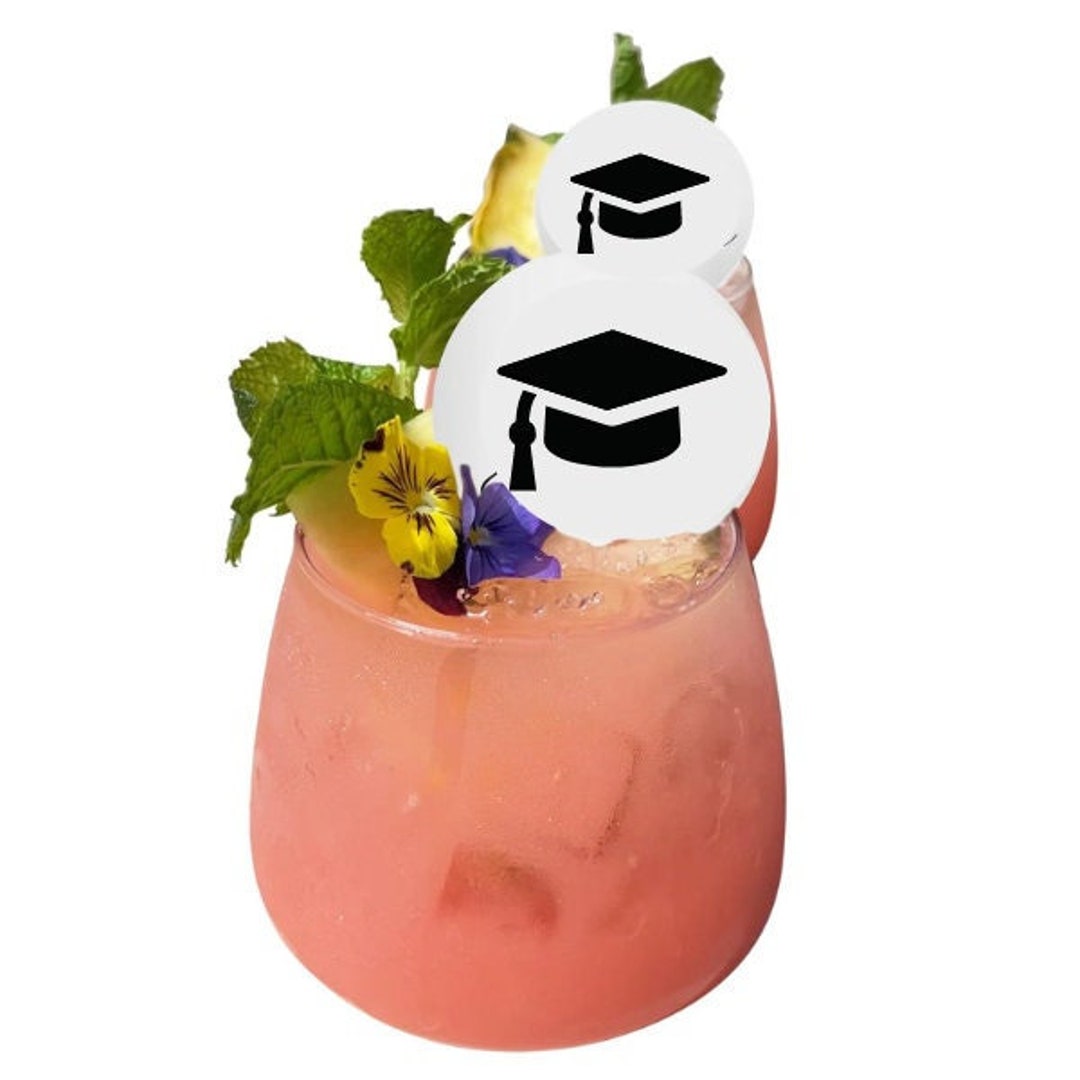 50 Edible Toppers - Graduation Cocktail Garnishes - Cocktail ...
