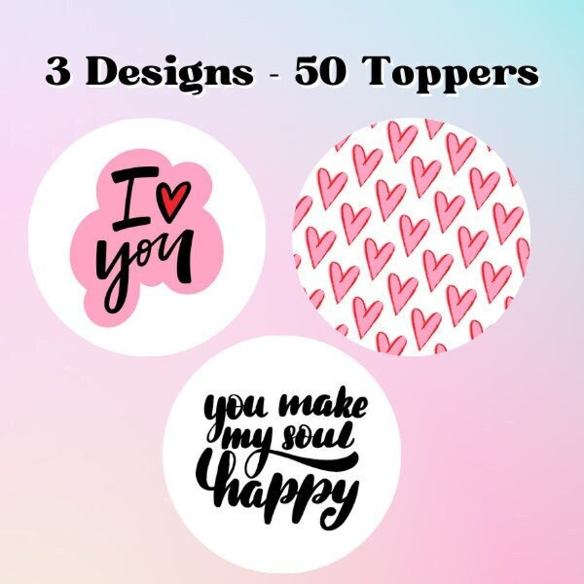 Valentine's Day Sweetheart 3 Pack Edible Cocktail Toppers- Valentine's ...