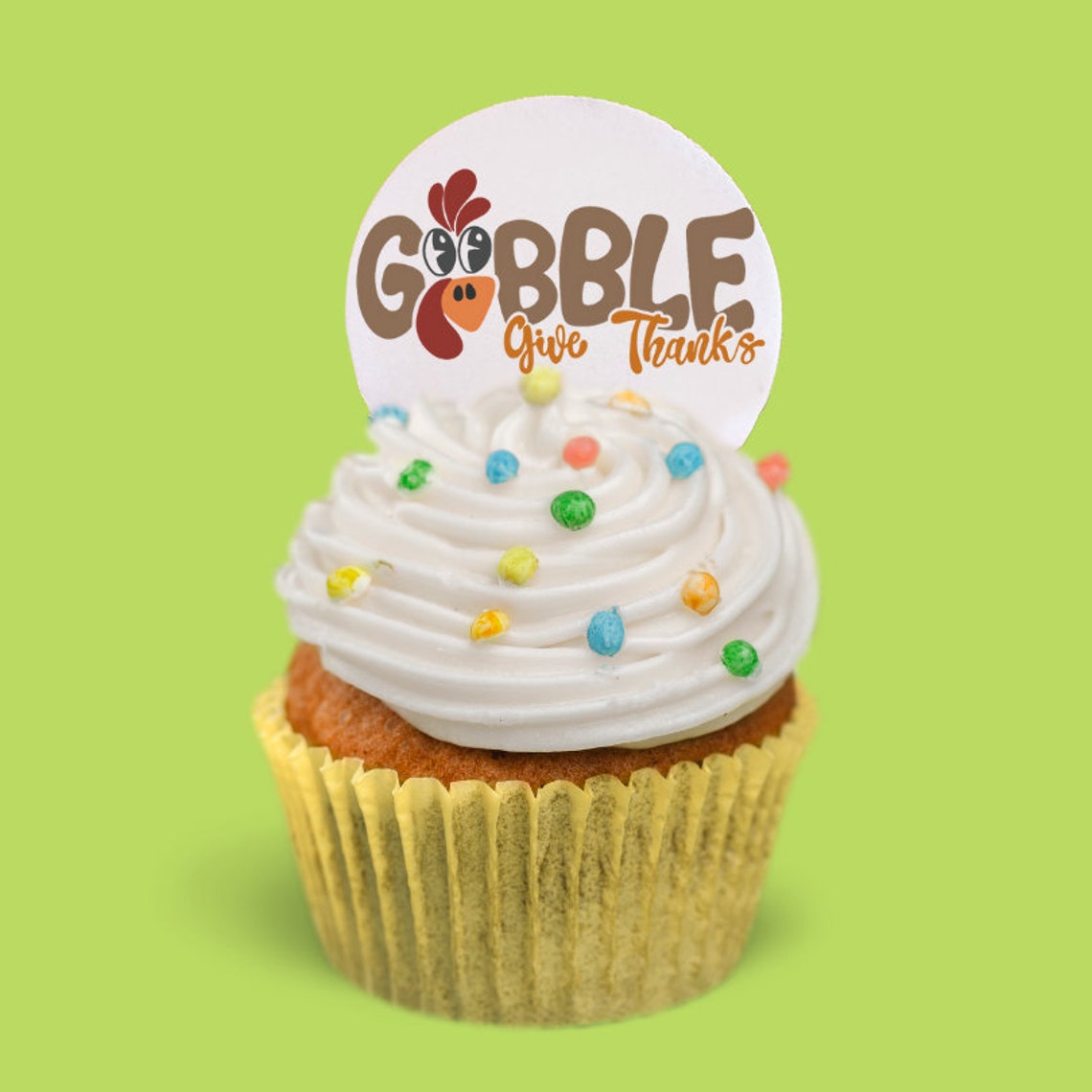 Gobble Give Thanks Thanksgiving Decor Edible Cupcake Toppers- 50 Count ...