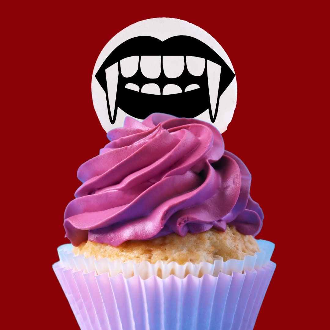 50 Edible Toppers - Vampire Teeth Cupcake Toppers for Cakes ...