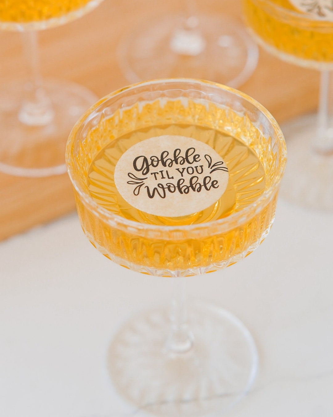 Gobble Til You Wobble Thanksgiving Humor Decor Edible Cocktail Toppers ...