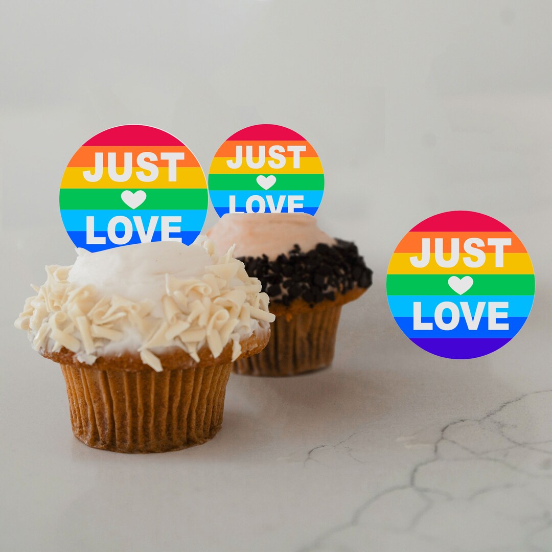 50 Edible Toppers - Pride Cupcake Garnishes - Flag Cupcake Baking ...
