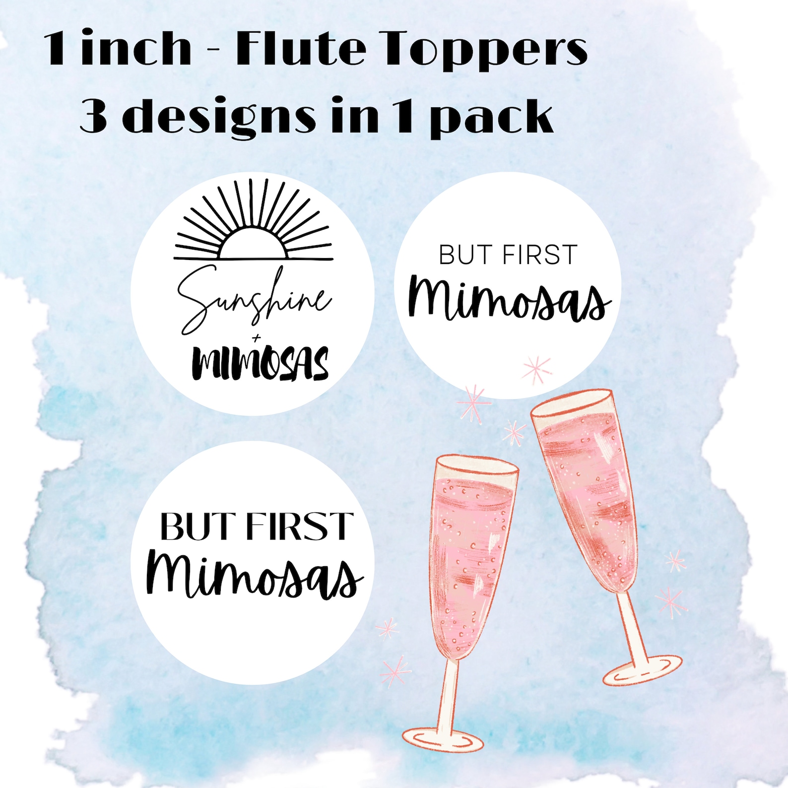 50 Edible Mimosa Flute Toppers - 3 Styles in 1 Pack! - Etsy
