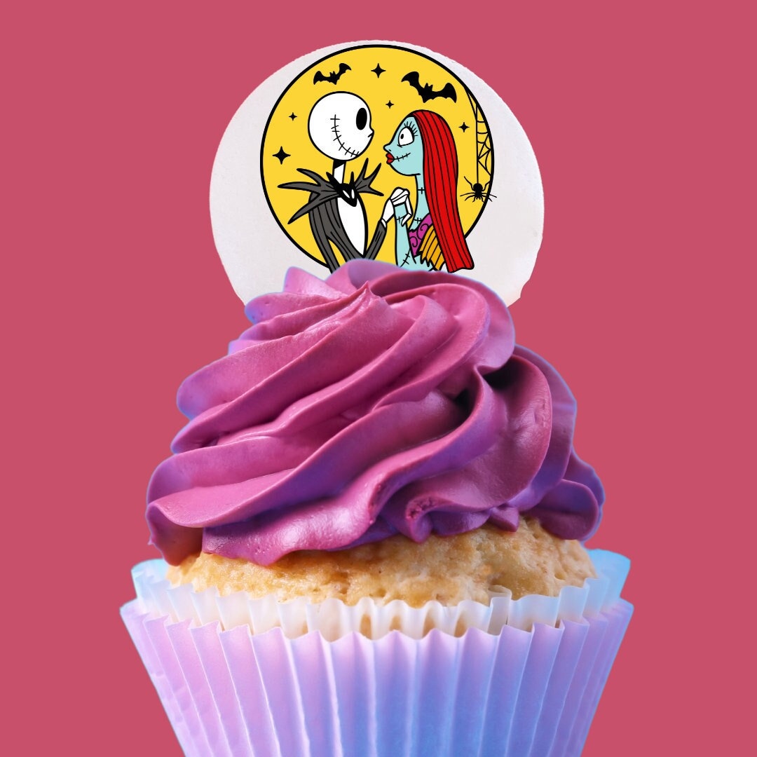 50 Edible Toppers - Jack and Sally Cupcake Toppers for Cakes ...