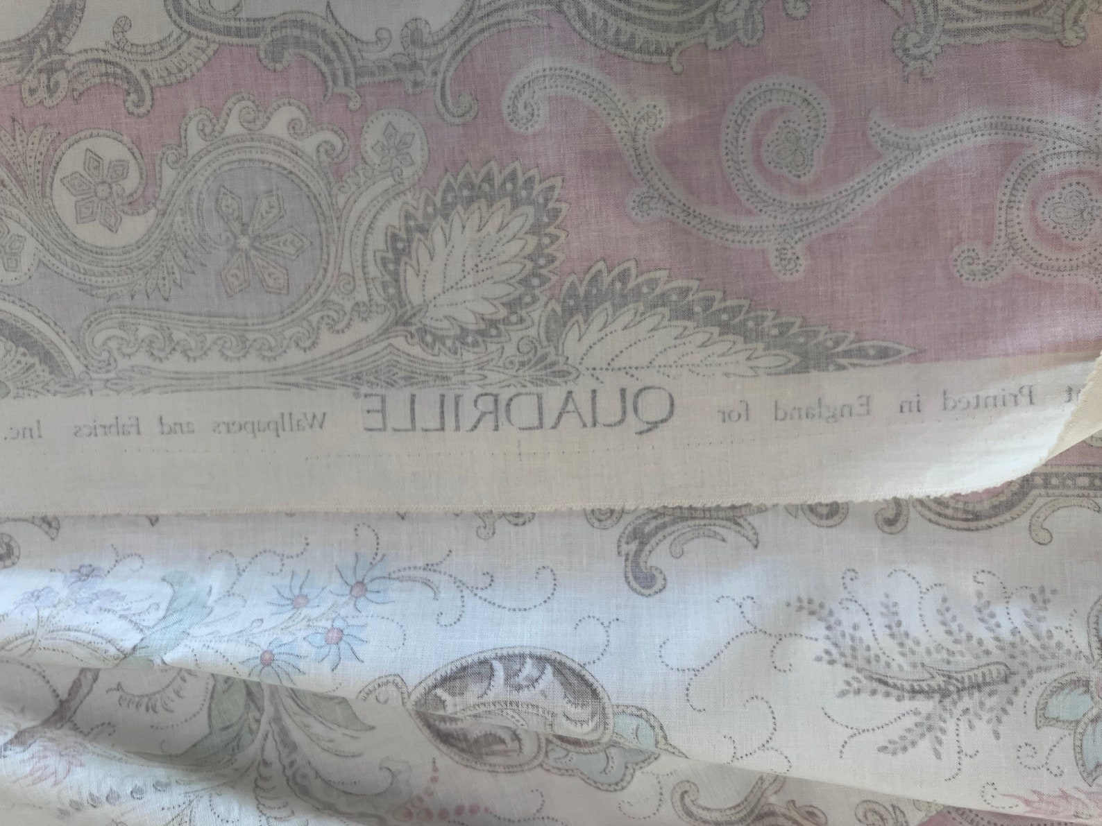 Vintage Upholstery Fabric Quadrille Fabrics Augusta 1980s Fabric BTY ...