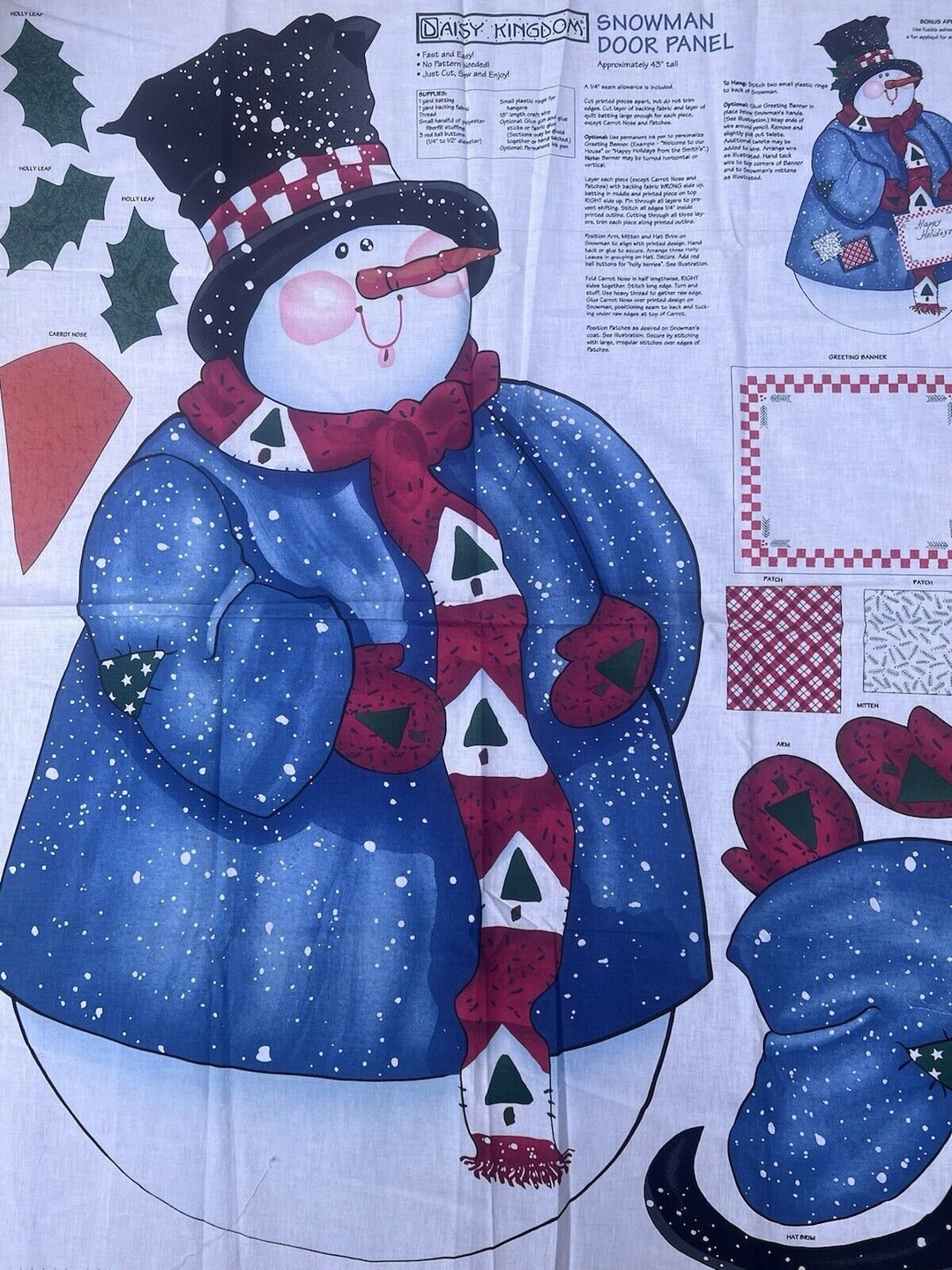 Snowman Door Panel Fabric Daisy Kingdom Cotton Fabric Cut and Sew Craft ...