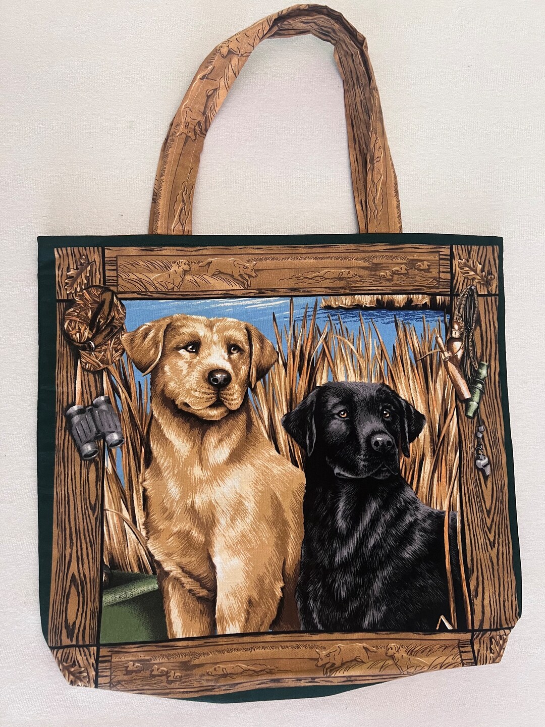 Cotton Tote Bag Labrador Handmade Black Brown Golden Labs Gift for Dog ...