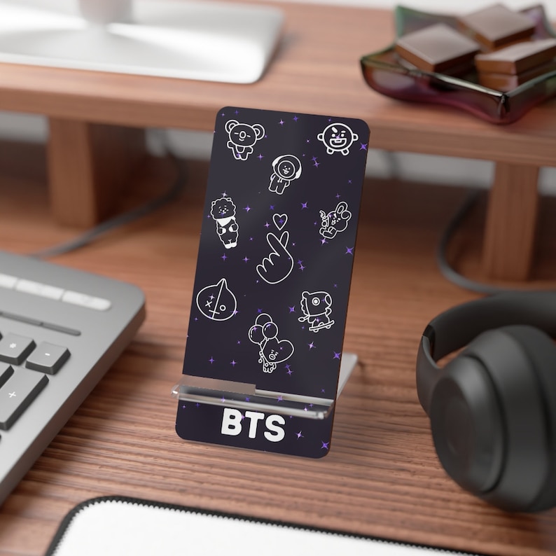 BTS Cell Phone Stand | BT21 Gift |tata, RJ, Chimmy, Cooky, Mang, Shooky ...