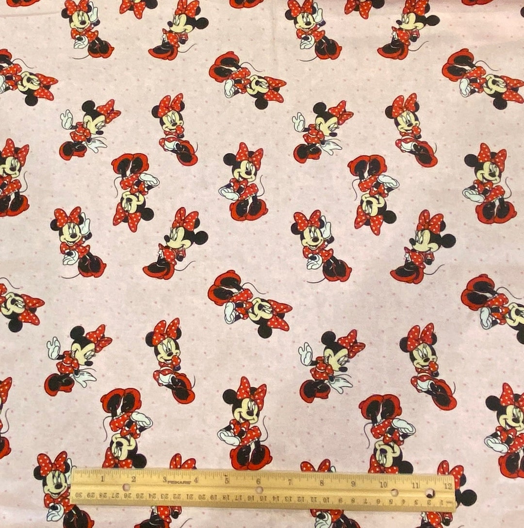 Minnie Mouse Fabric, PINK BUBBLEGUM Background, Minnie Mouse, Fat ...