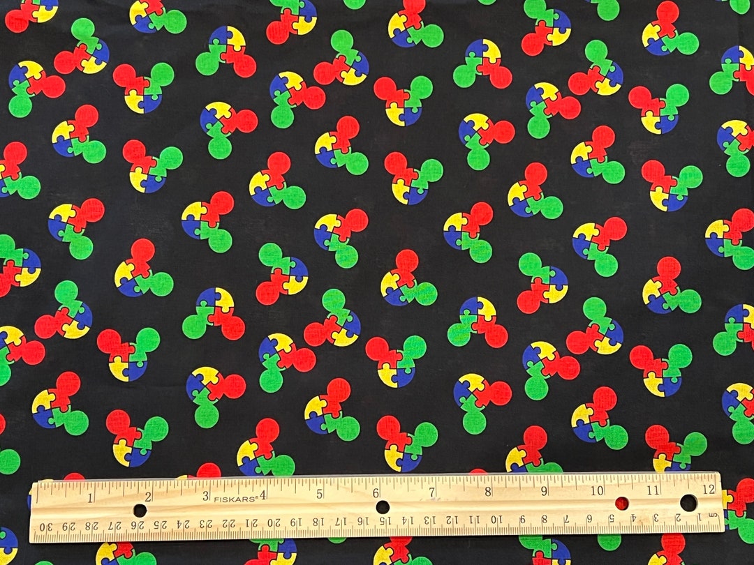 Disney Fabric, Mickey Autism Awareness Fabric, Autism Fabric, Quilting ...
