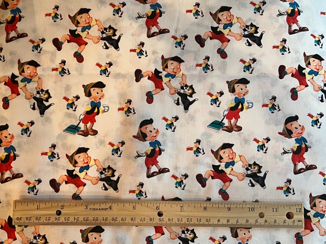 Pinocchio Fabric, White Background, Fat Quarter 18" X 22", Yard 36" X ...