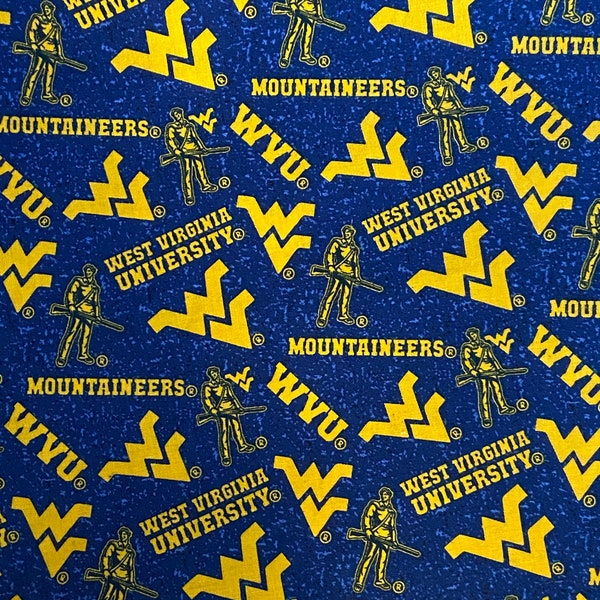 West Virginia University Cotton Fabric - Etsy
