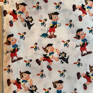 Pinocchio Fabric, White Background, Fat Quarter 18" X 22", Yard 36" X ...