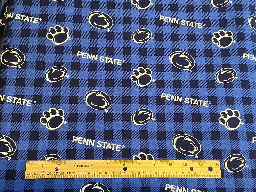 PSU Fabric, Penn State Fabric, Checkered Background, 100% Cotton ...
