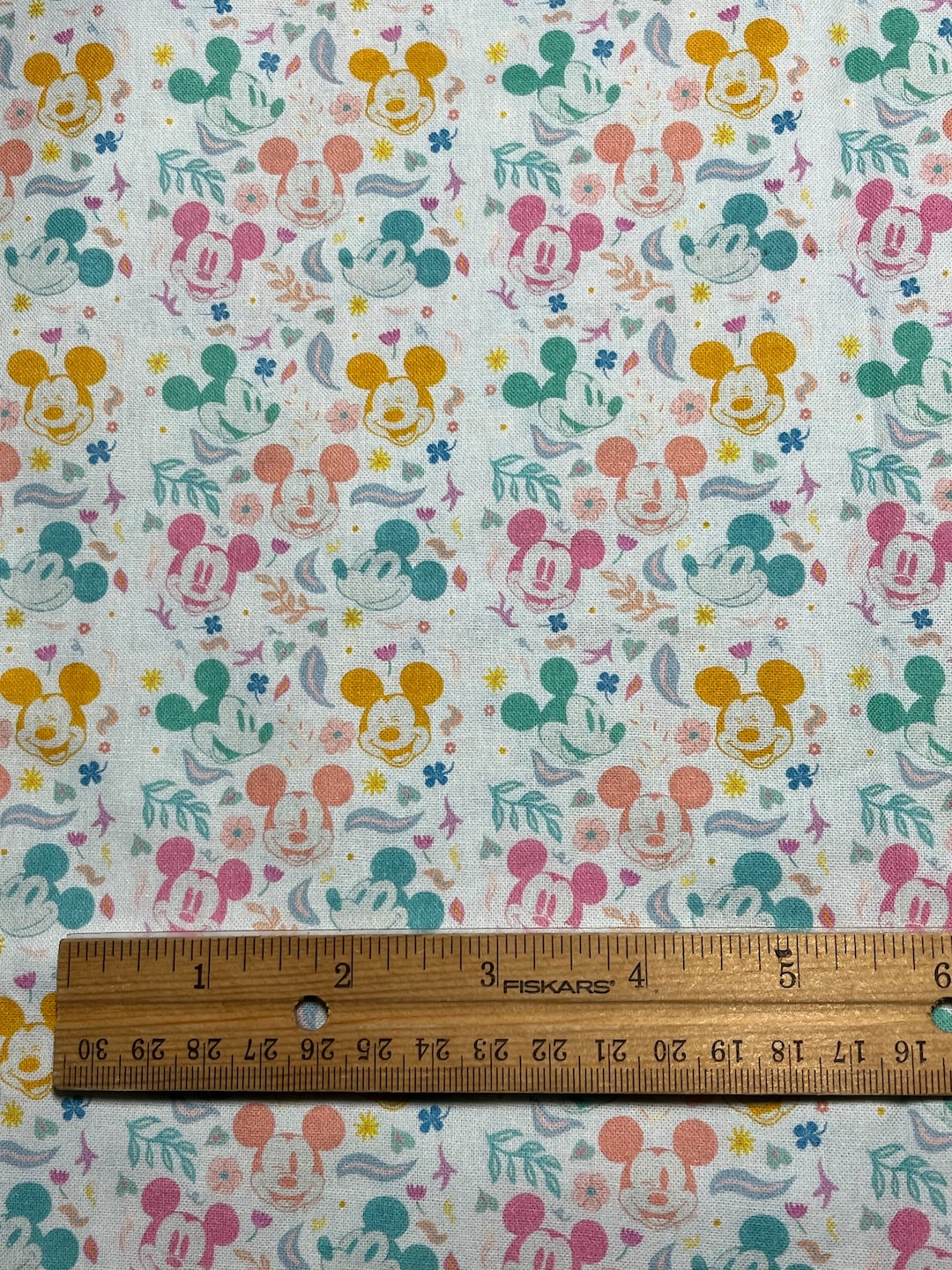 Disney Fabric, Mickey Pastel Heads, Mickey Fabric, Fat Quarter Fabric ...