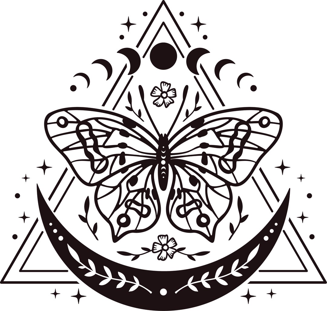 Butterfly and Moon Phases Design Files Cricut Ready SVG, DXF, EPS and ...