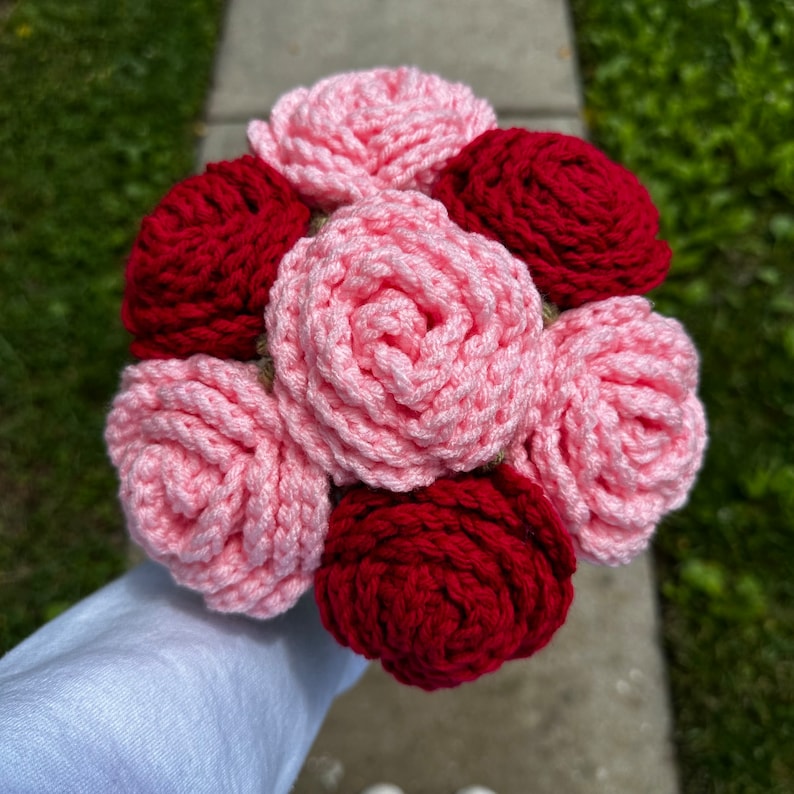Handmade Crochet Rose Flower Bouquet | Different Color Options ...