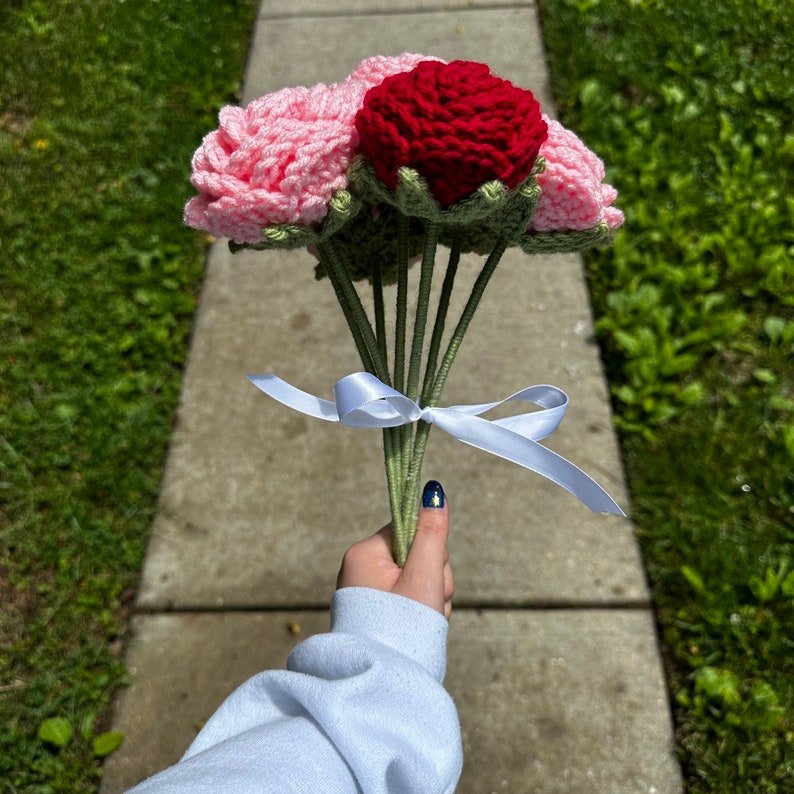 Handmade Crochet Rose Flower Bouquet | Different Color Options ...