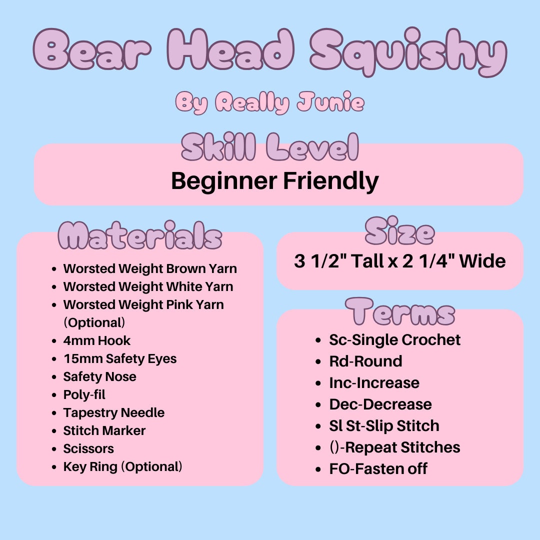 Bear Head Squishy Crochet Pattern Animal Amigurumi Digital File Key ...