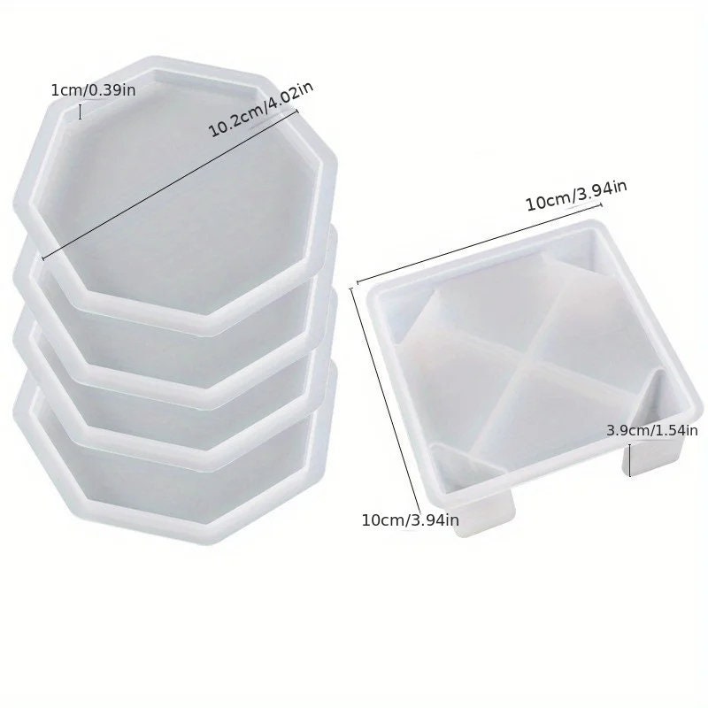 Round Square Octagonal Coaster Mold With Holder Mold Coaster Set ...