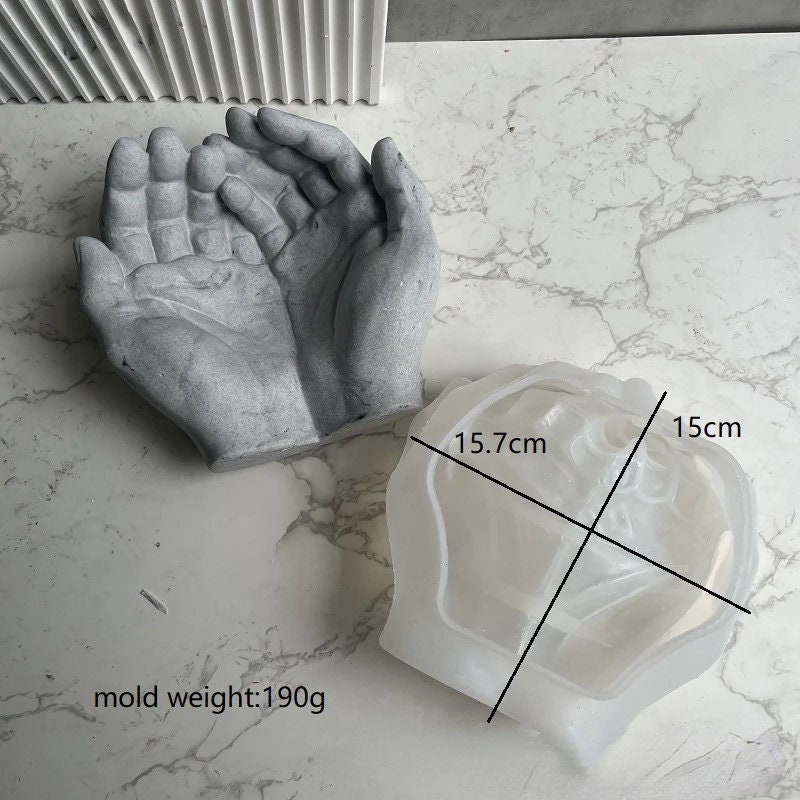 Hand Flower Pot Mold Two Hand Planter Silicone Mold Palm Concrete Mold ...