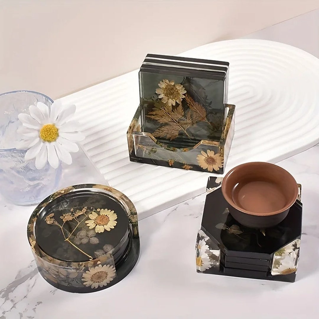 Round Square Octagonal Coaster Mold With Holder Mold Coaster Set ...