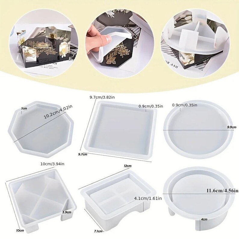 Round Square Octagonal Coaster Mold With Holder Mold Coaster Set ...