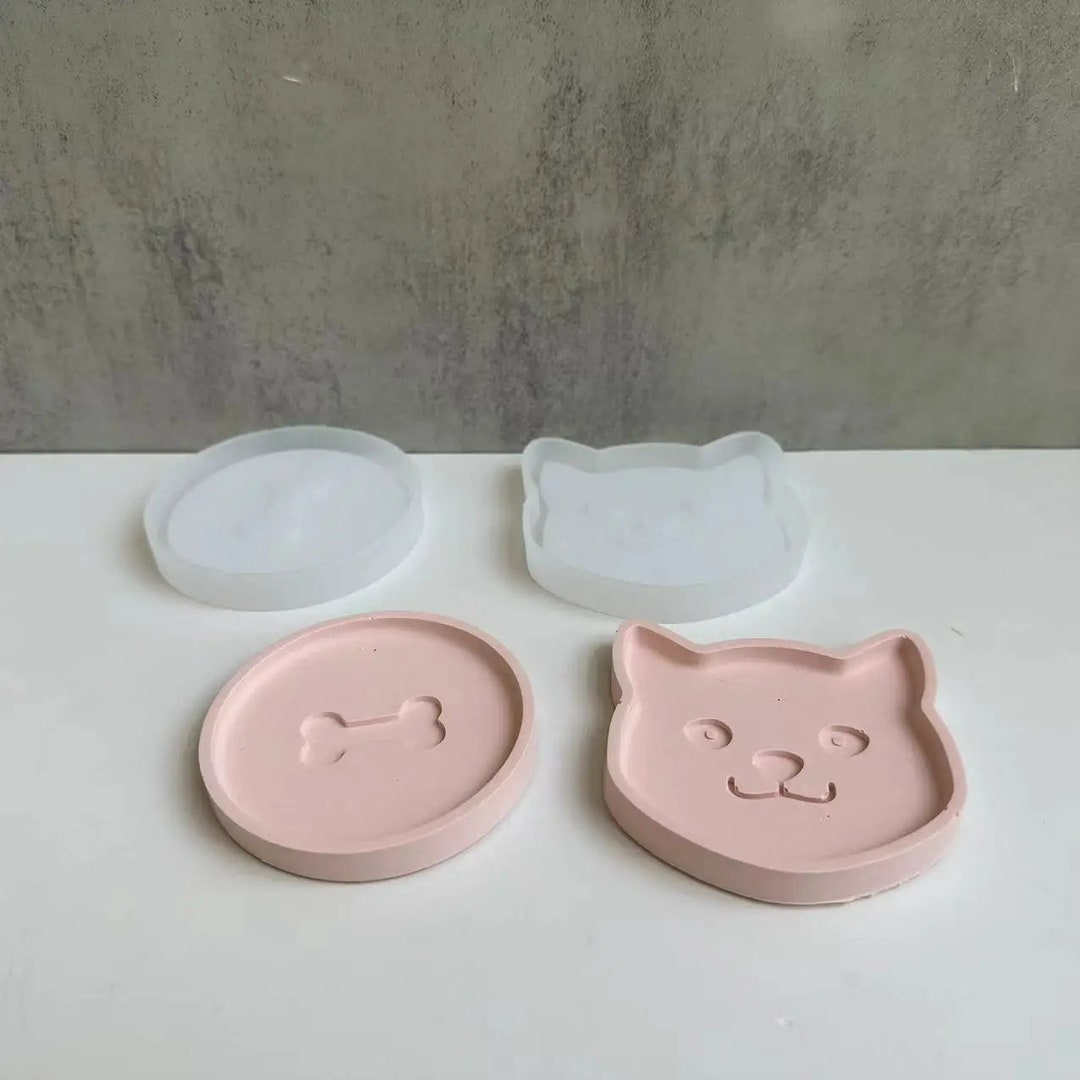 Pet Tray Mold Cat Shape Silicone Mold Bone Concrete Mold Plaster Tray ...