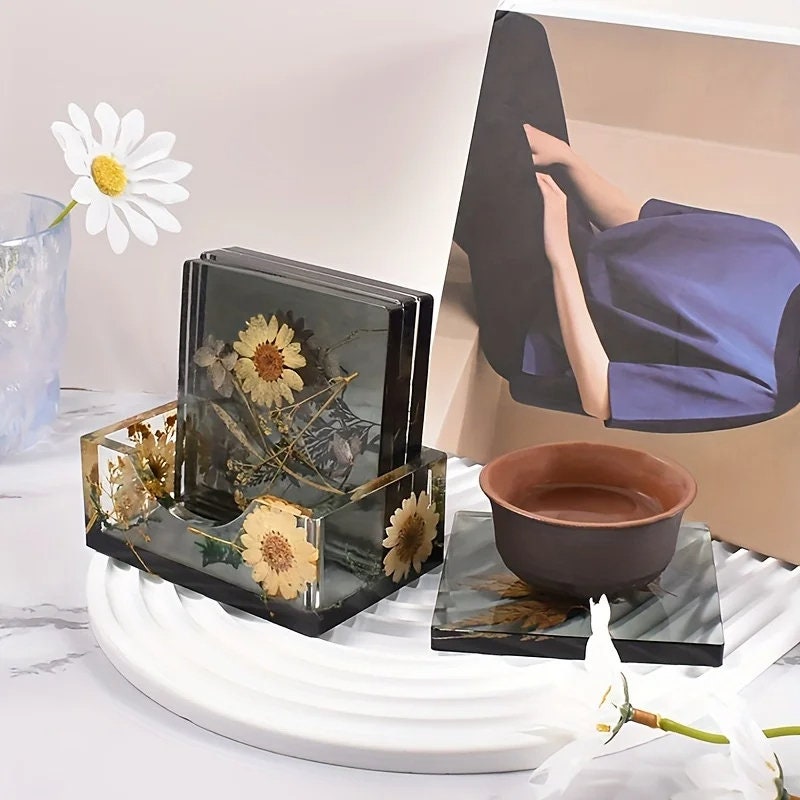 Round Square Octagonal Coaster Mold With Holder Mold Coaster Set ...