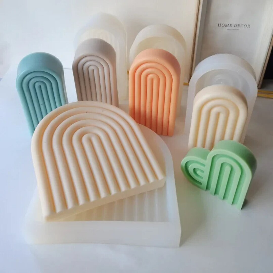 Geometric Rainbow Mold Silicone Mold Candle Mold Soap Mold Concrete ...