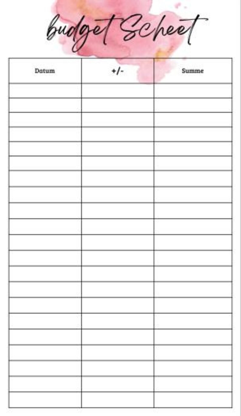 Budget Sheet - Etsy