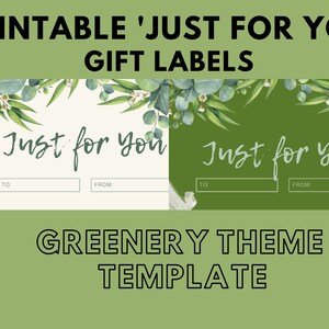 Just for You Gift Tags, Set of 2 Style Cards, Greenery Watercolour ...