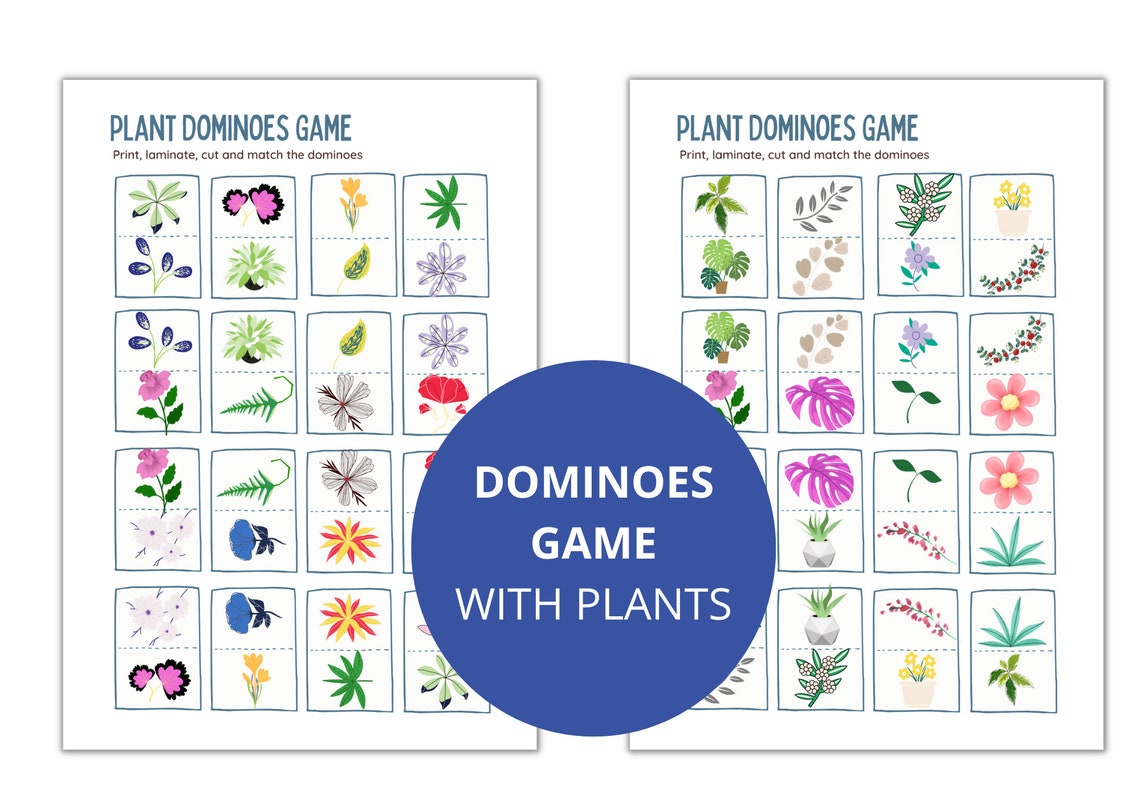 Plant Dominoes Game, Printable Board Game, Dominoes Game, Family ...